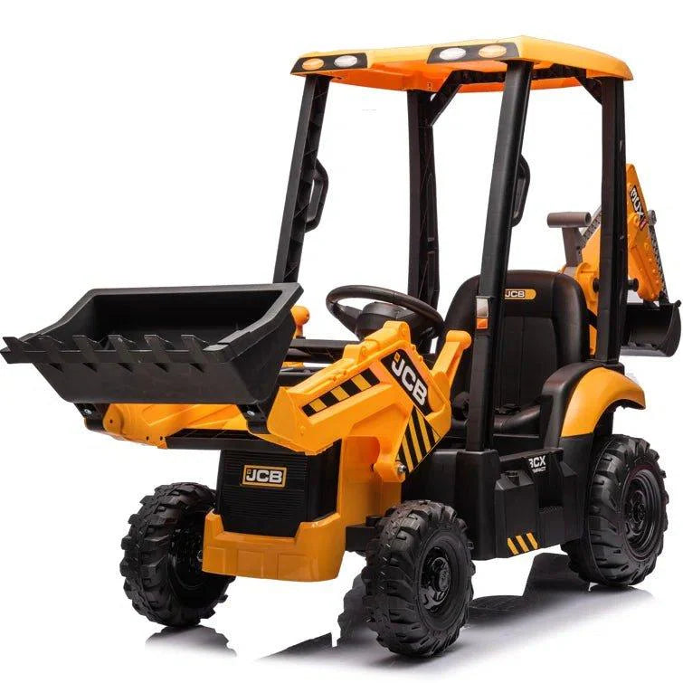 JCB Digger 12V Electric Ride On Tractor with Loader Backhoe ...